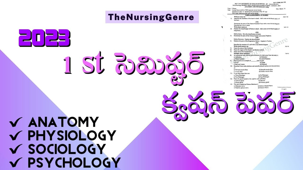 2023 Bsc Nursing Question Papers | 1st semester | YSRUHS | Bsc Nursing ...