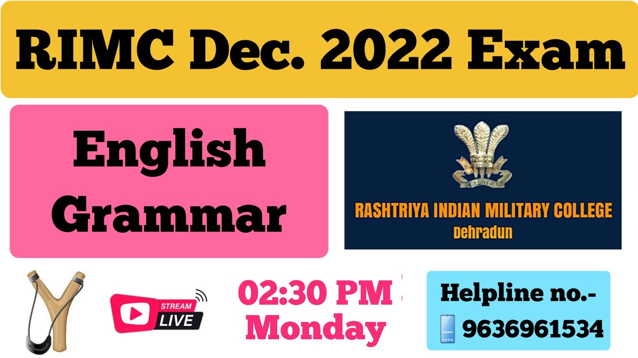 RIMC English Class | RIMC English Grammar | RIMC Dec 2022 - LAKSHYA ...