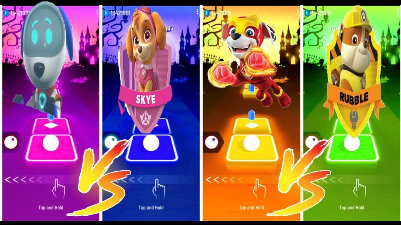PAW PATROL ROBOT 🆚 SKY 🆚 MARSHALL 🆚 RUBBLE TILES HOP WET FOR AND 🤔 ...