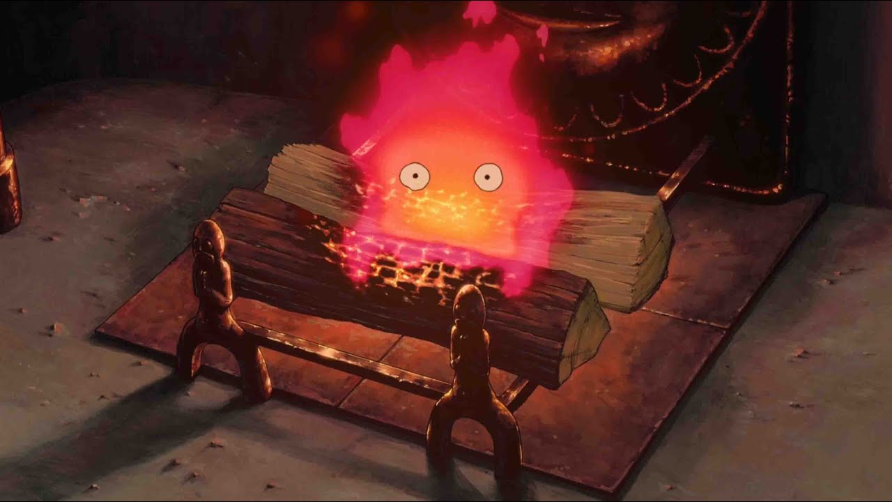 Chill out with Calcifer 4K | Howl's Moving Castle | Fireplace Ambient 🔥 ...