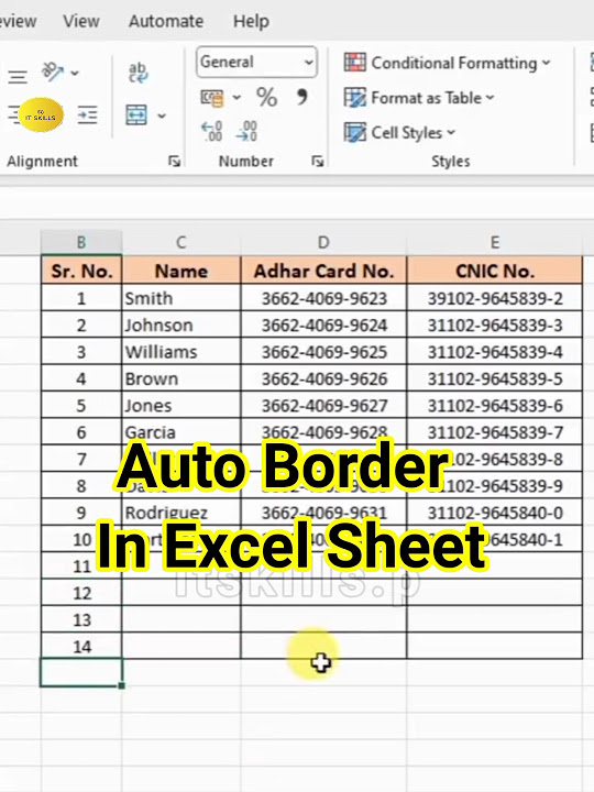 Auto Border Set in MS Excel - YouTube
