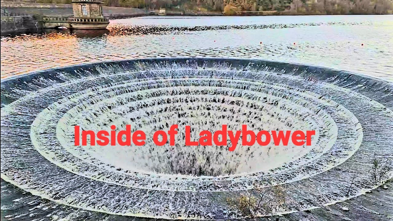 Inside plughole of Ladybower reservoir when overflow. - YouTube