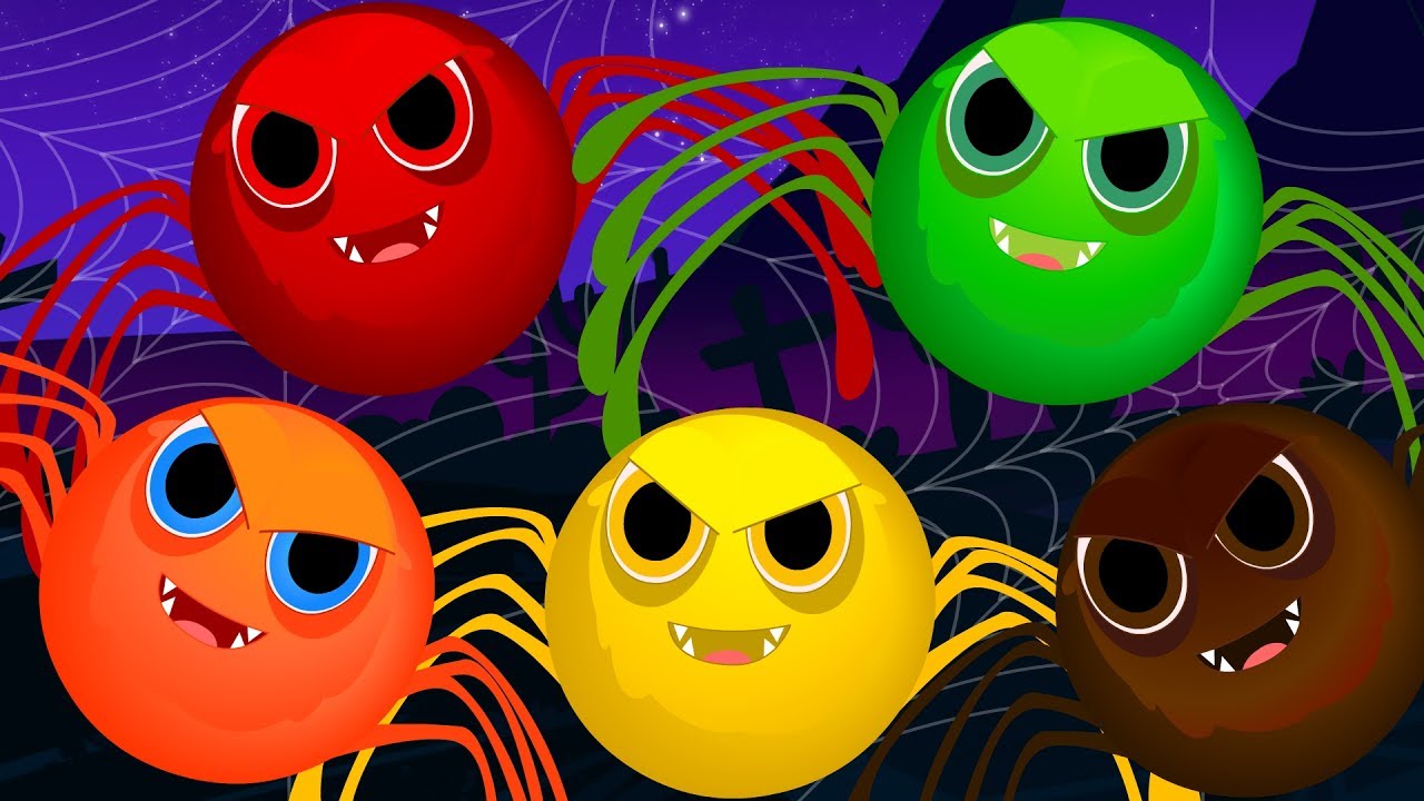 Five Scary Spiders | Scary Nursery Rhymes | Songs For Childrens | Video ...