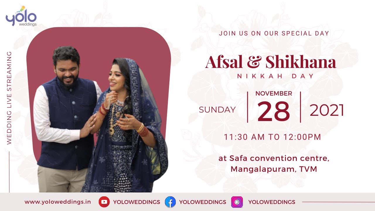 Afsal & Shikhana Nikkah Live | Muslim Wedding Live | Yolo Weddings ...