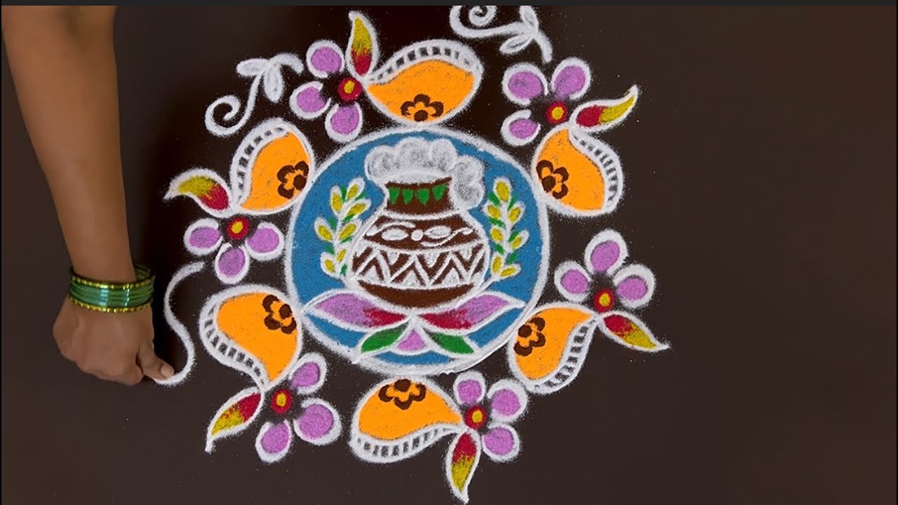 Easy kanum Pongal Kolam | kaanum pongal rangoli | காணும் பொங்கல் கோலம் ...