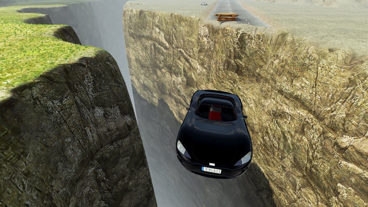 Will cars survive? Canyon Jump - Crash Hard - BeamNG Drive - YouTube