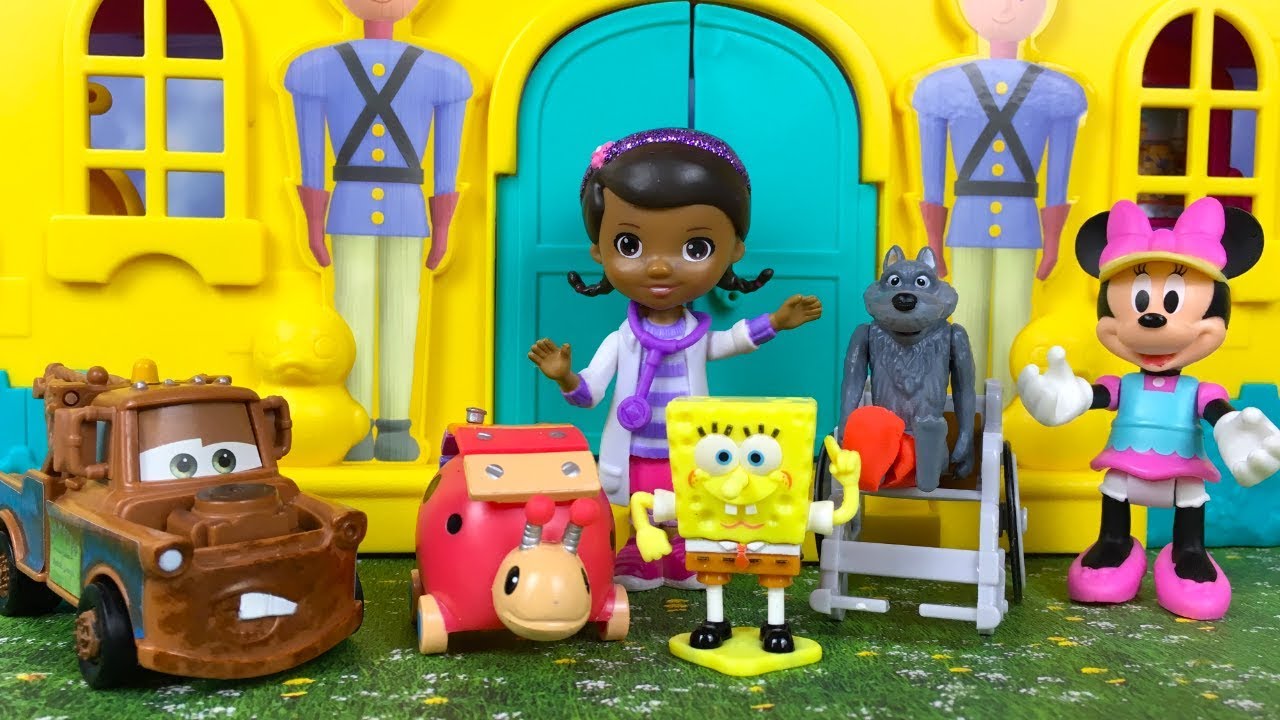 DOC MCSTUFFINS HOSPITAL IS BUSY WITH MINNIE MASHA SPONGEBOB & MATER ...