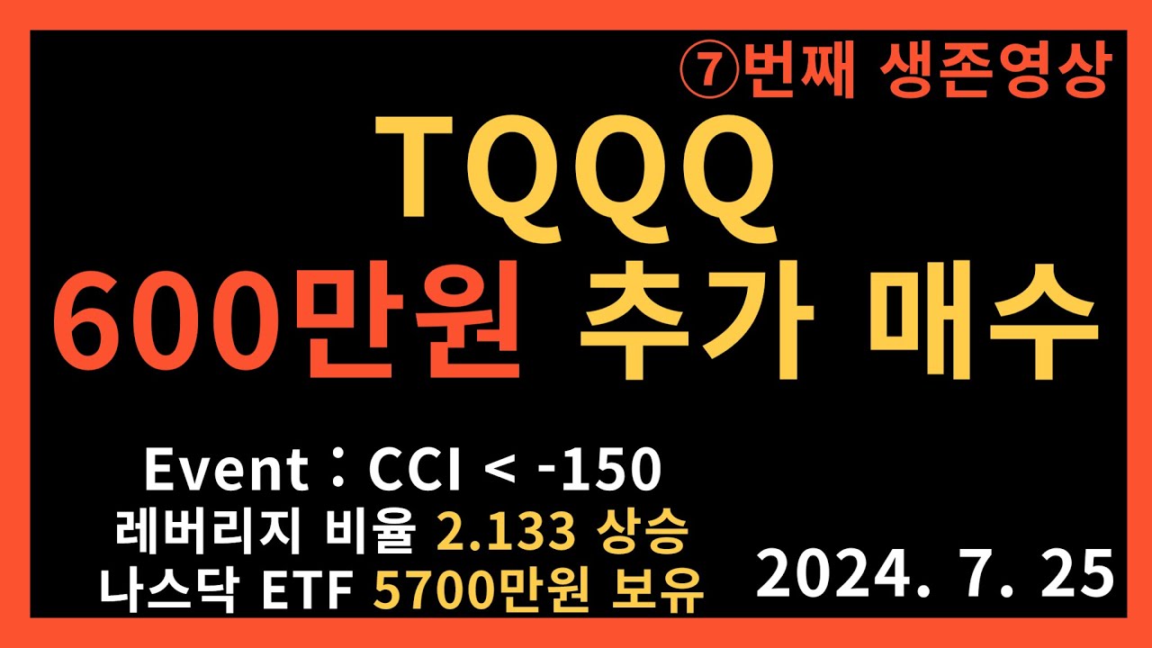 나스닥 마이너스 3% 하락으로 TQQQ를 600만원 추가 매수했습니다. - YouTube