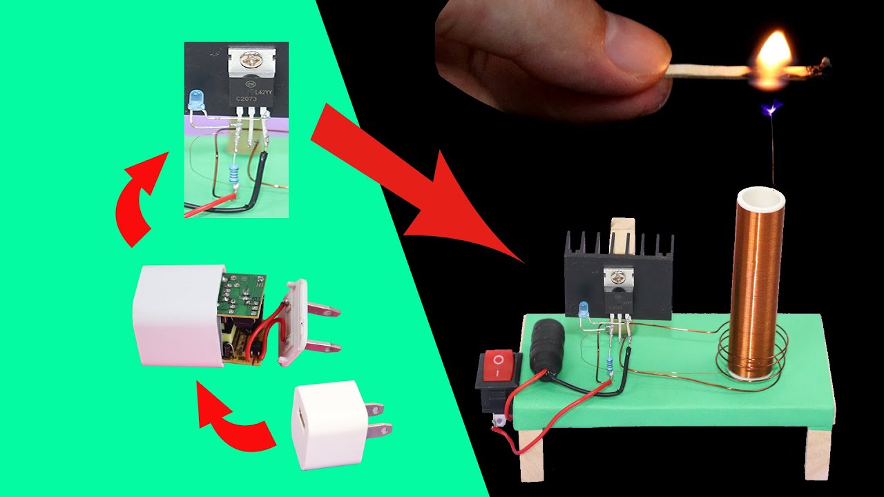 Charger DIY Tesla coil jet arc, temperature up to 2000 ℃ ! ! ! - YouTube