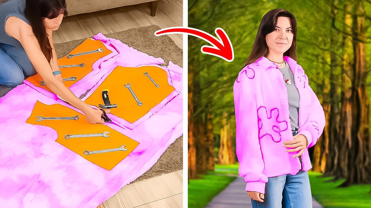 Simple Clothes Transformations: How to Turn Blanket Into a Jacket 🧥 ...