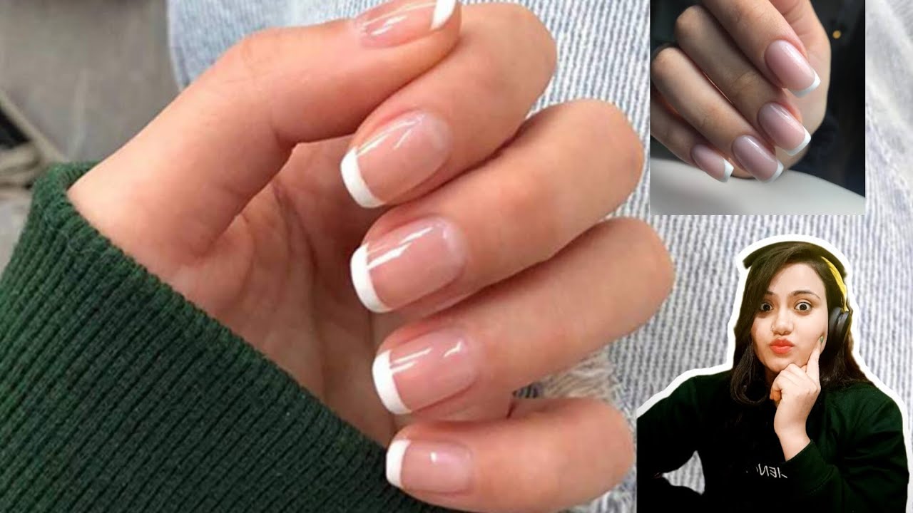 Easiest way to do French tips nails tutorial || French tips nails ...