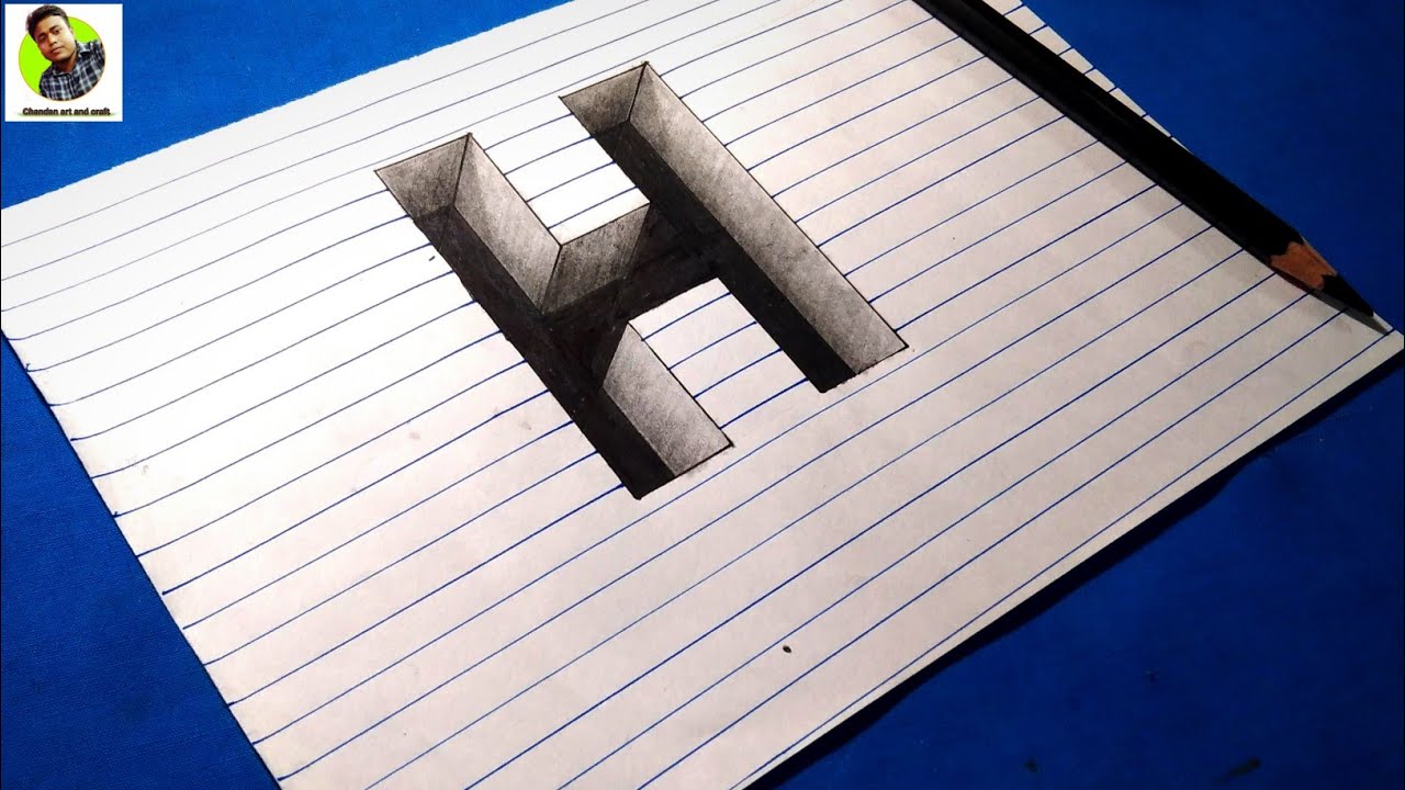 How To Draw 3d Letter H | 3d Drawing - YouTube