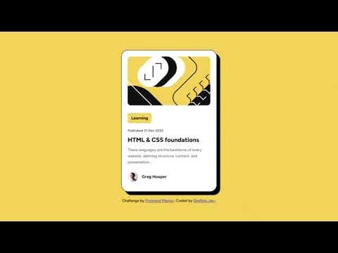 Blog preview card - Frontend Mentor Challenge | #html5 #css3 - YouTube