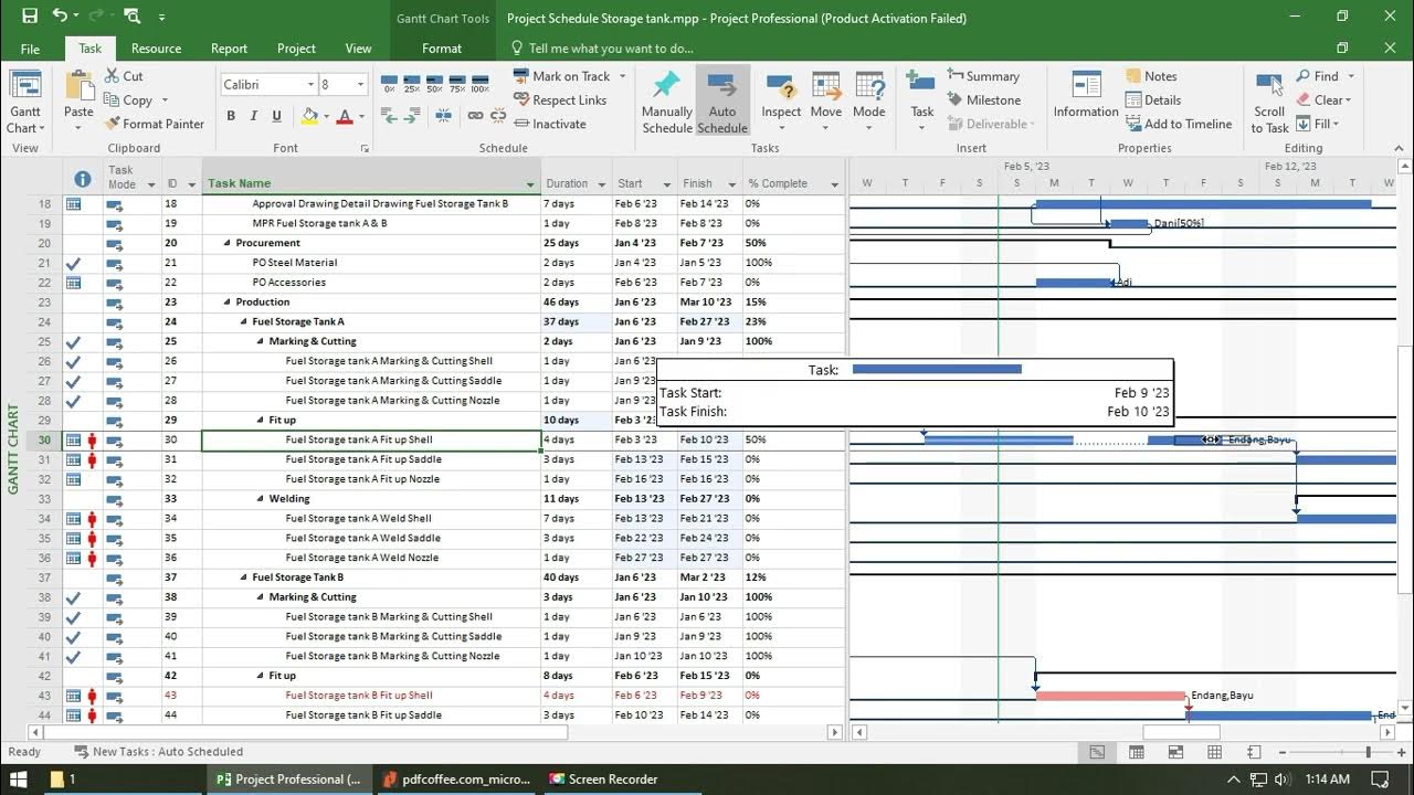 Cara update task tenaga kerja berhalangan hadir ms project | Split task | Chapter 9.4 - YouTube