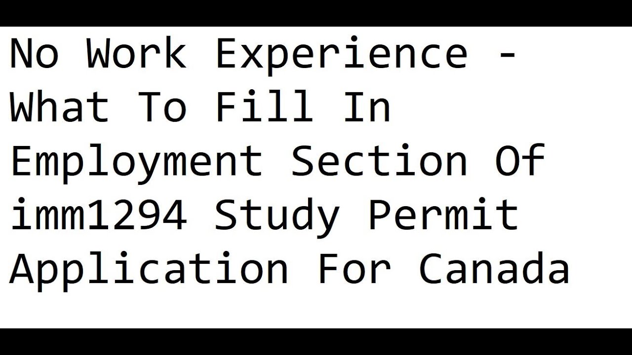 No Work Experience - What To Fill In Employment Section Of imm1294 ...