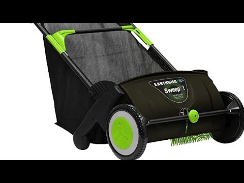 Earthwise LSW70021 21-Inch Leaf & Grass Push Lawn Sweeper - YouTube
