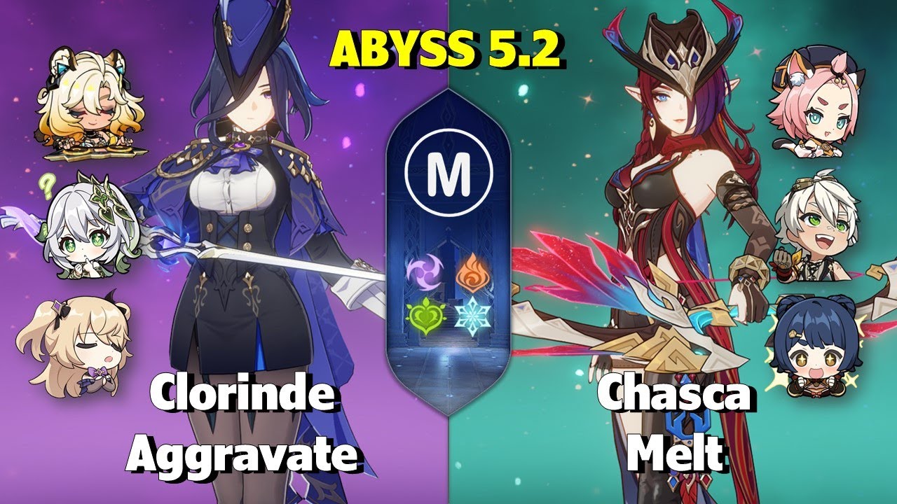 C0 Clorinde Aggravate & C2 Chasca Melt - 5.2 Abyss - Floor 12 9 stars ...