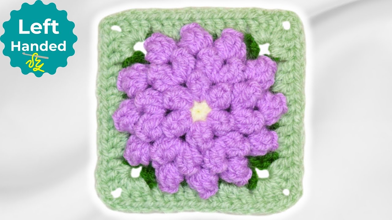 How to Crochet a Flower Granny Square Left Handed - BloomScape 3 - YouTube
