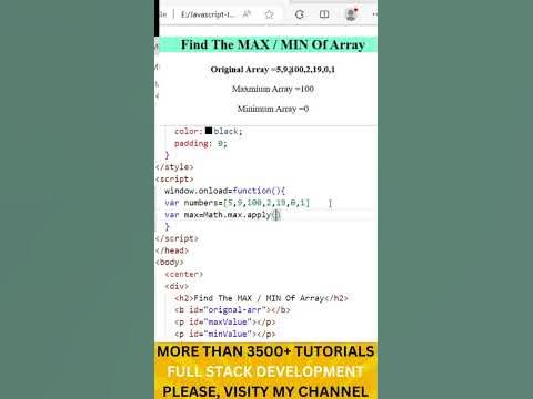 Array Max and Min Value Javascript Interview Questions - YouTube