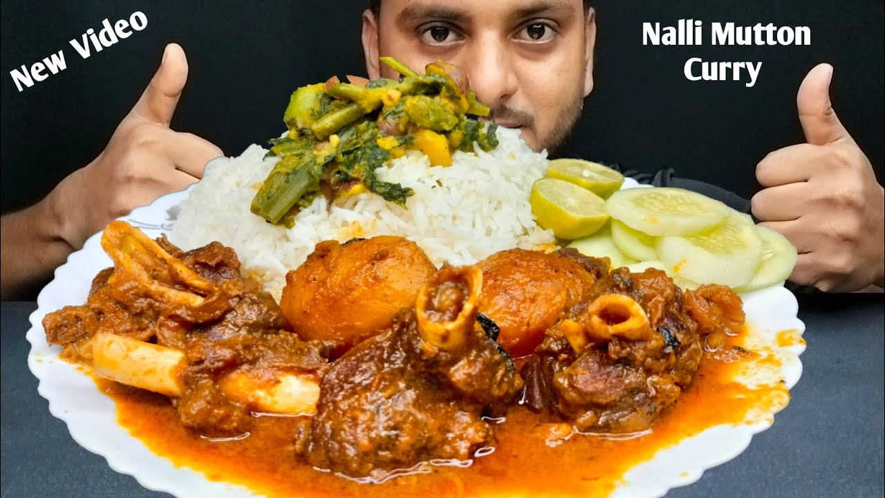 Spicy Oily Nalli Mutton Curry Eating With White Rice | Kumro Sak Curry ...