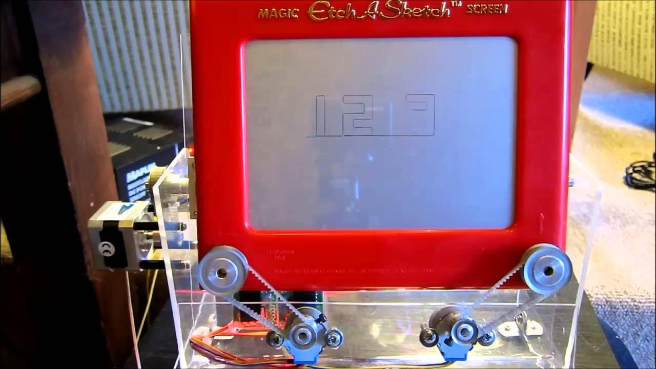 Etch a Sketch clock powered by Arduino - YouTube