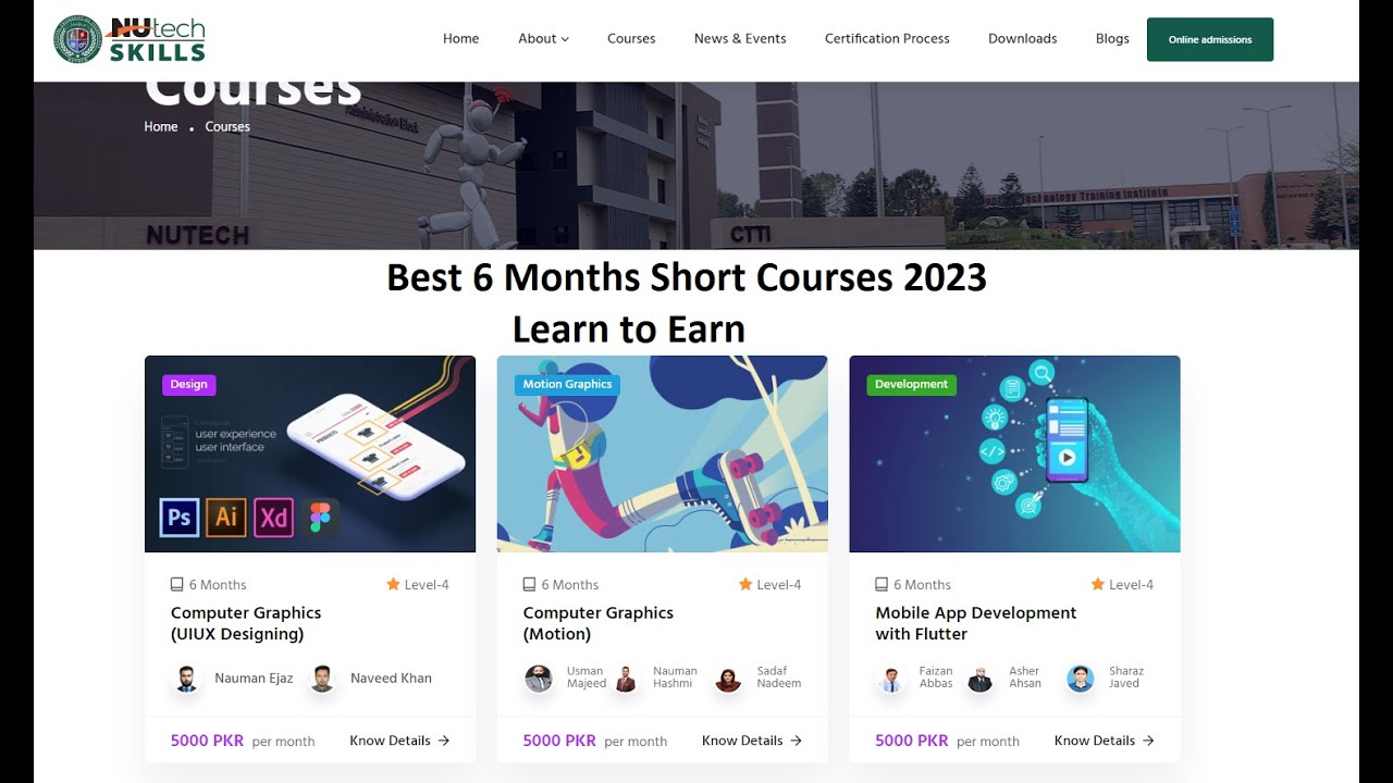 NUTECH Internships 2023 || NUTECH University 6 Month Short Courses ...