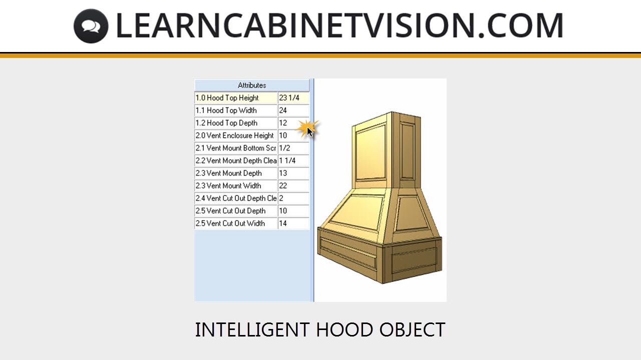 LCV - Intelligent Hood Object for Cabinet Vision - YouTube
