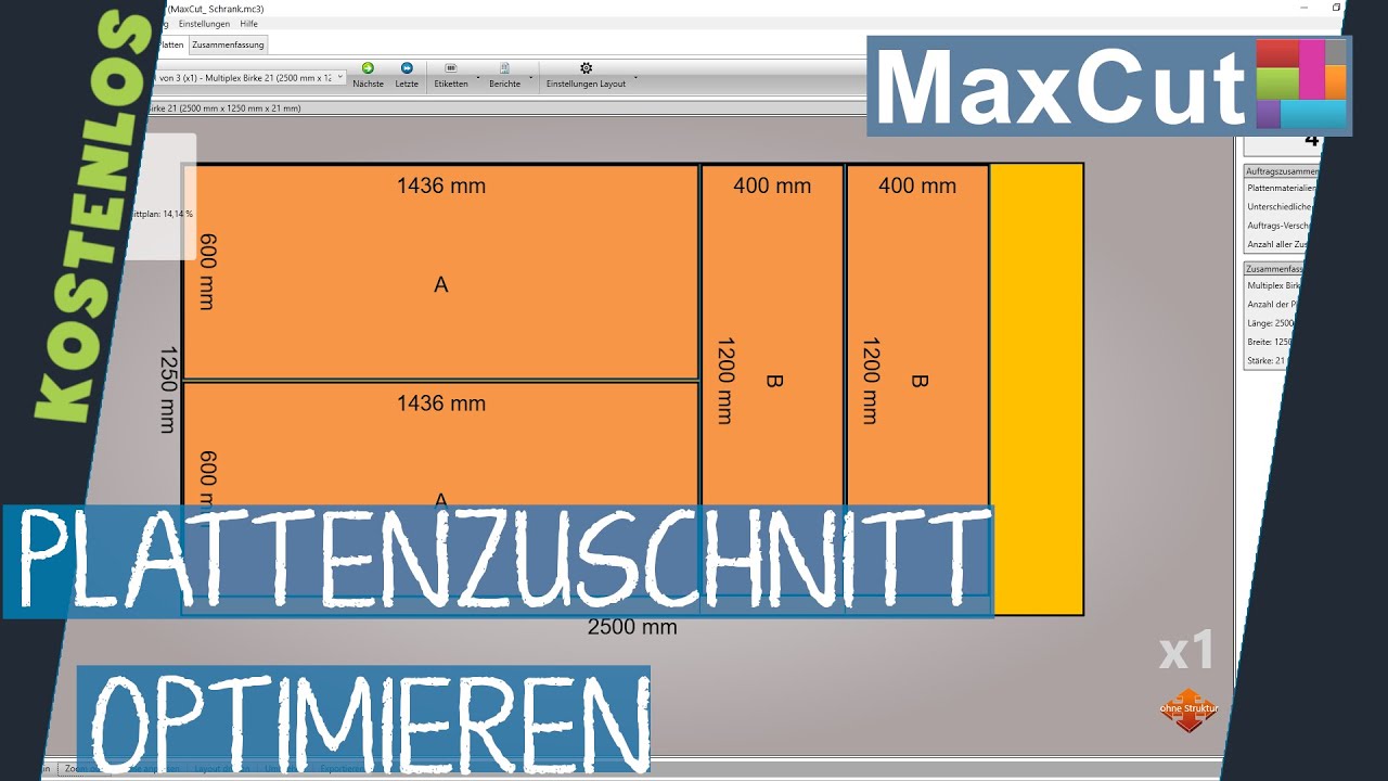 Plattenzuschnitt mit MaxCut KOSTENLOS OPTIMIEREN (Tutorial) - YouTube