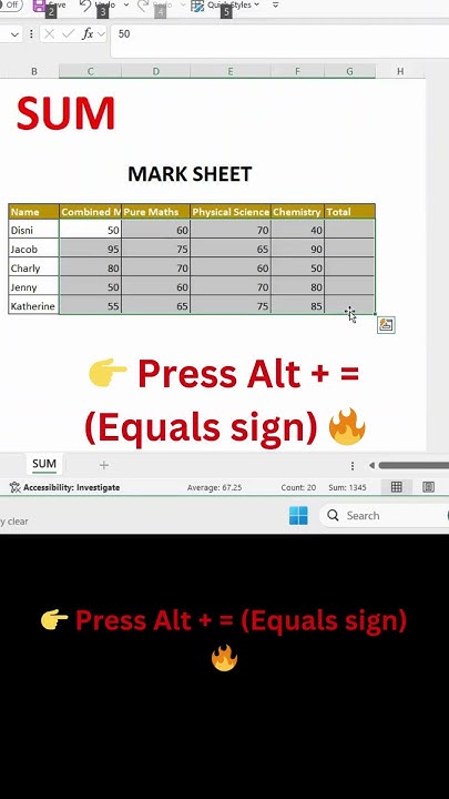 🚀 Excel SUM Shortcut Key | Save Time with This Quick Trick! 🔥#excel #exceltips #exceltricks # ...