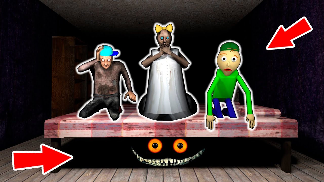 Monster under the bed vs Granny vs Baldi vs Grandpa - funny horror ...
