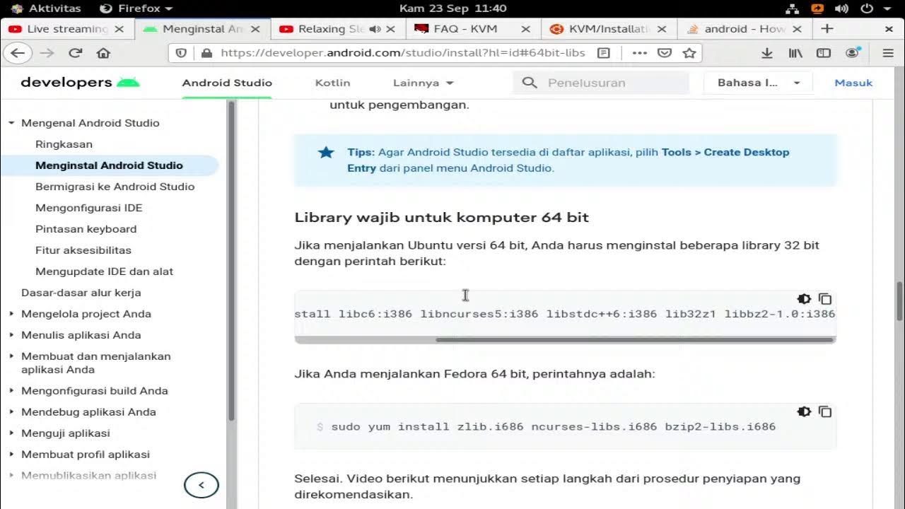 Android Studio Di linux Centos - YouTube