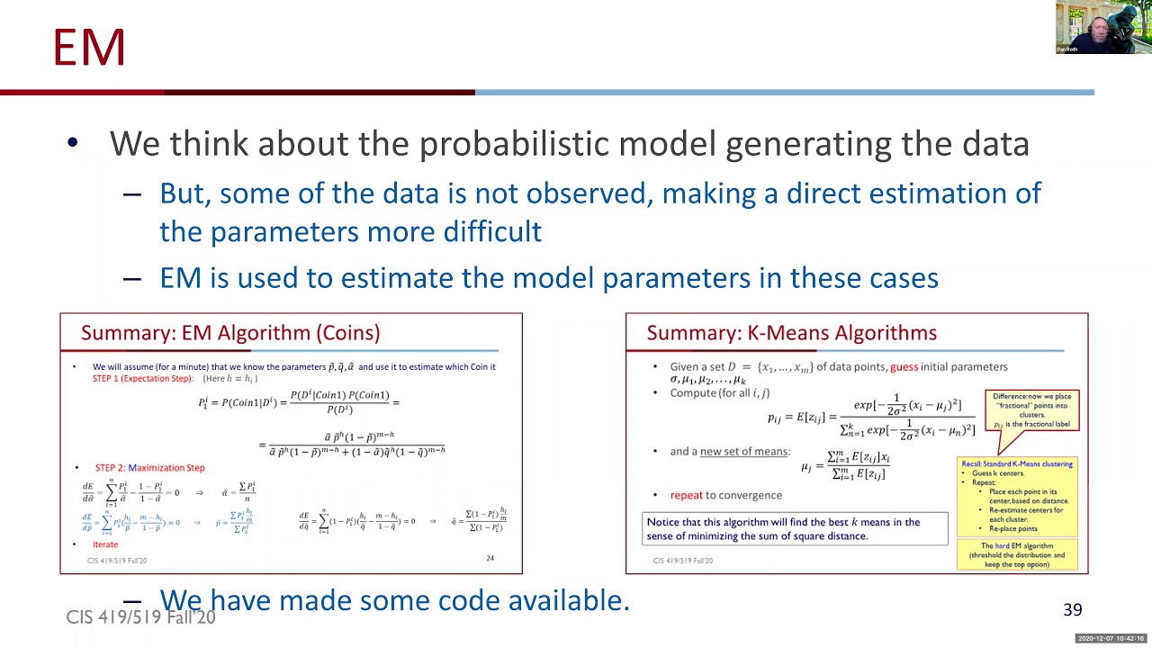 Lecture #10b: Un/Semi-Supervised Learning: EM and K-Mean on 12/07/2020 ...