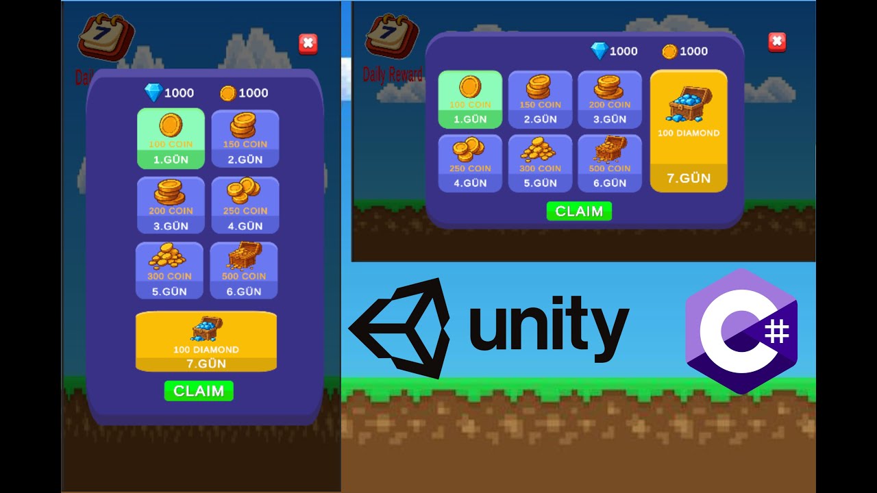 Simple Daily Login Reward System for Unity (7-Day Login Bonus) - YouTube