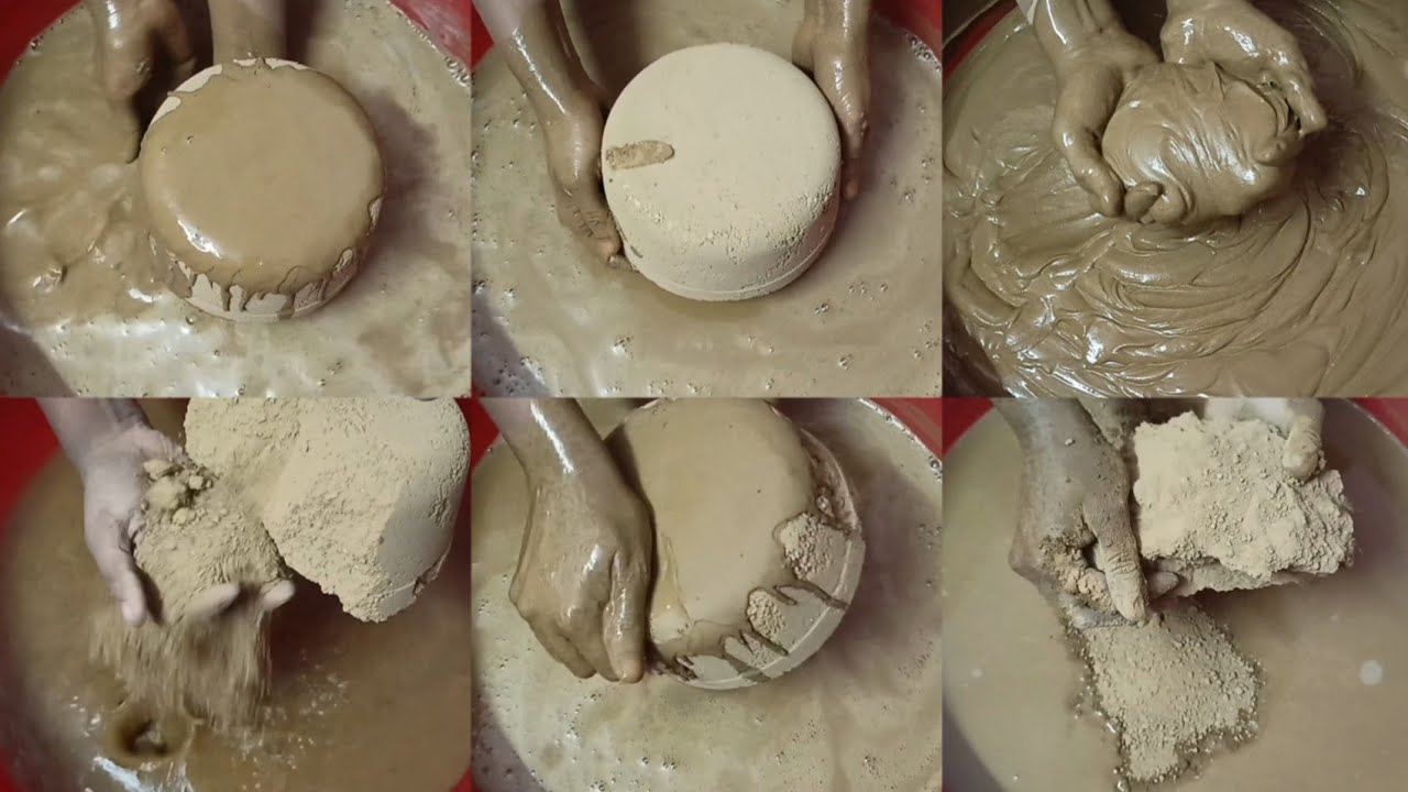 Natural Earthy🤤Pure Mud💦 Crumbling & Creamy Velvety Paste Mixing ...