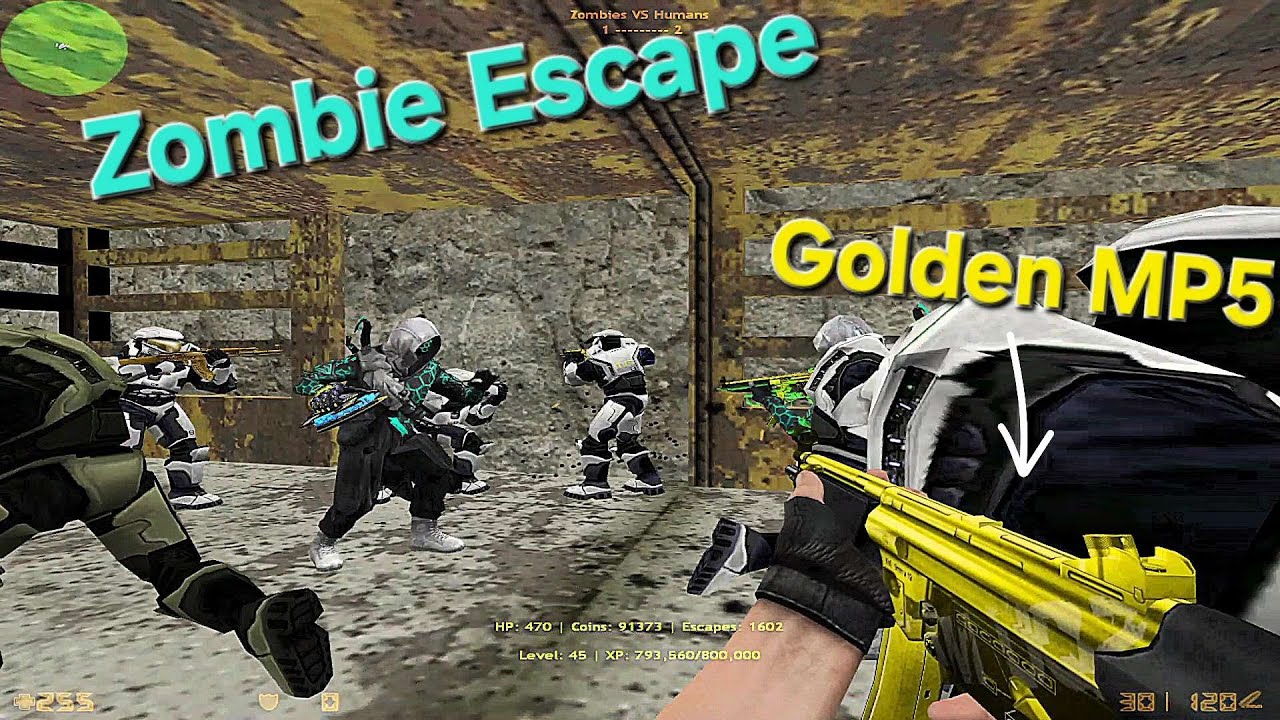 Def With Golden MP5 - Cs 1.6 Zombie Escape zm_isla_escape_lg + Zombie ...