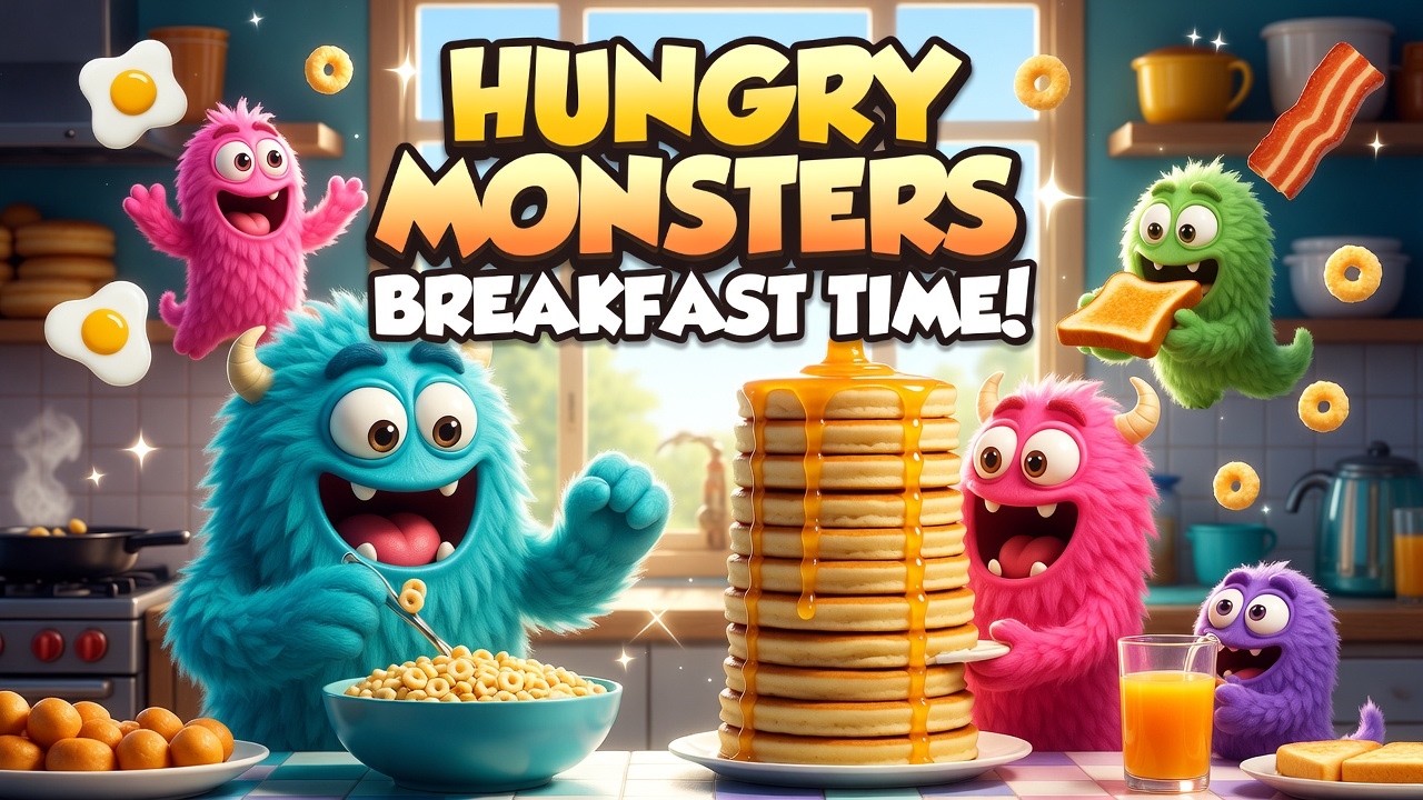 Hungry Monsters Breakfast Time 👾🥞🍳 | Fun Monster Morning Song for Kids ...