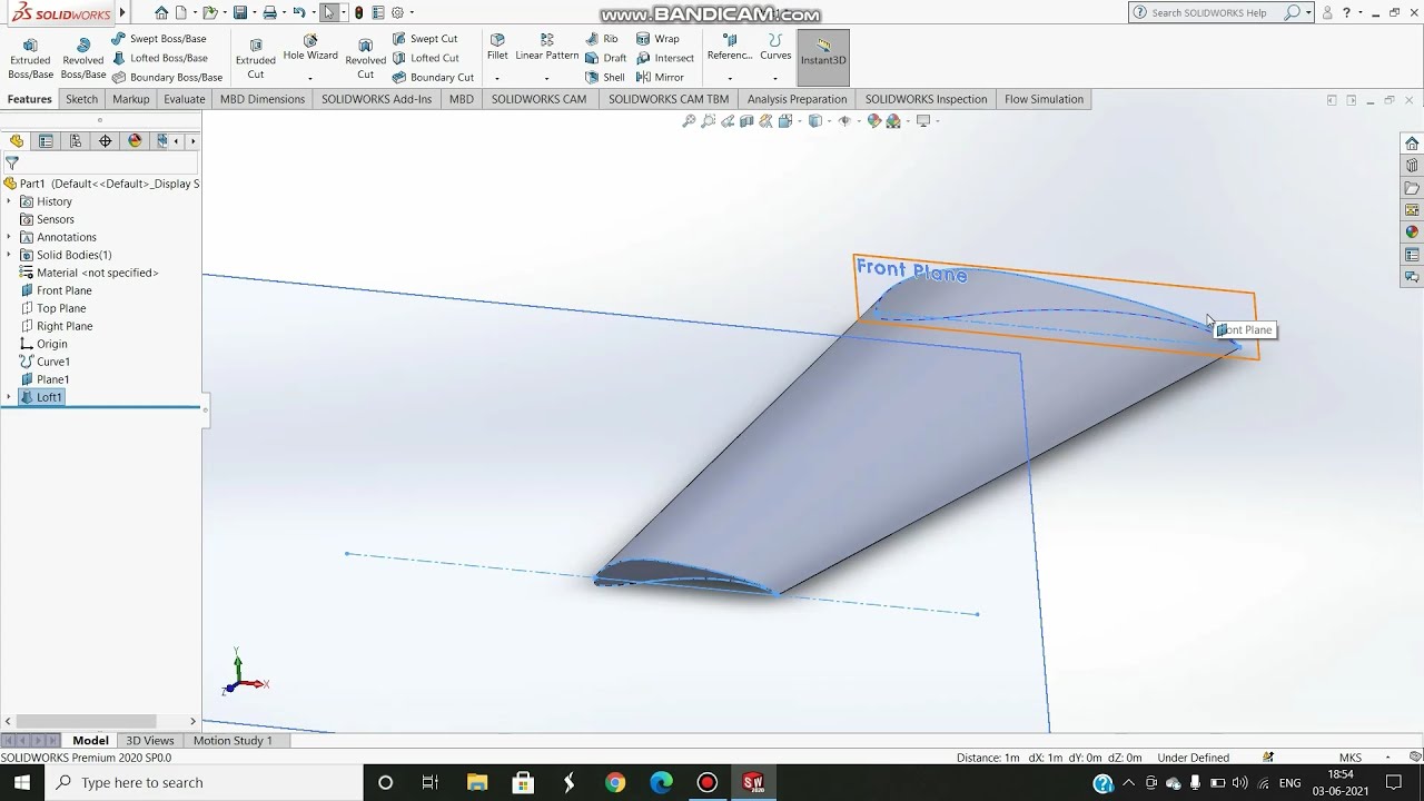 Swept Back Wing design using Solidworks | Easy tricks | Chord-line ...