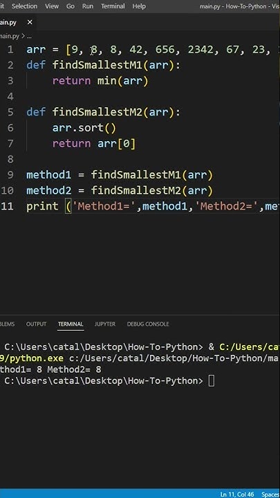 Two ways of getting minimum value of an array. Which would you pick and why? #python #code - YouTube