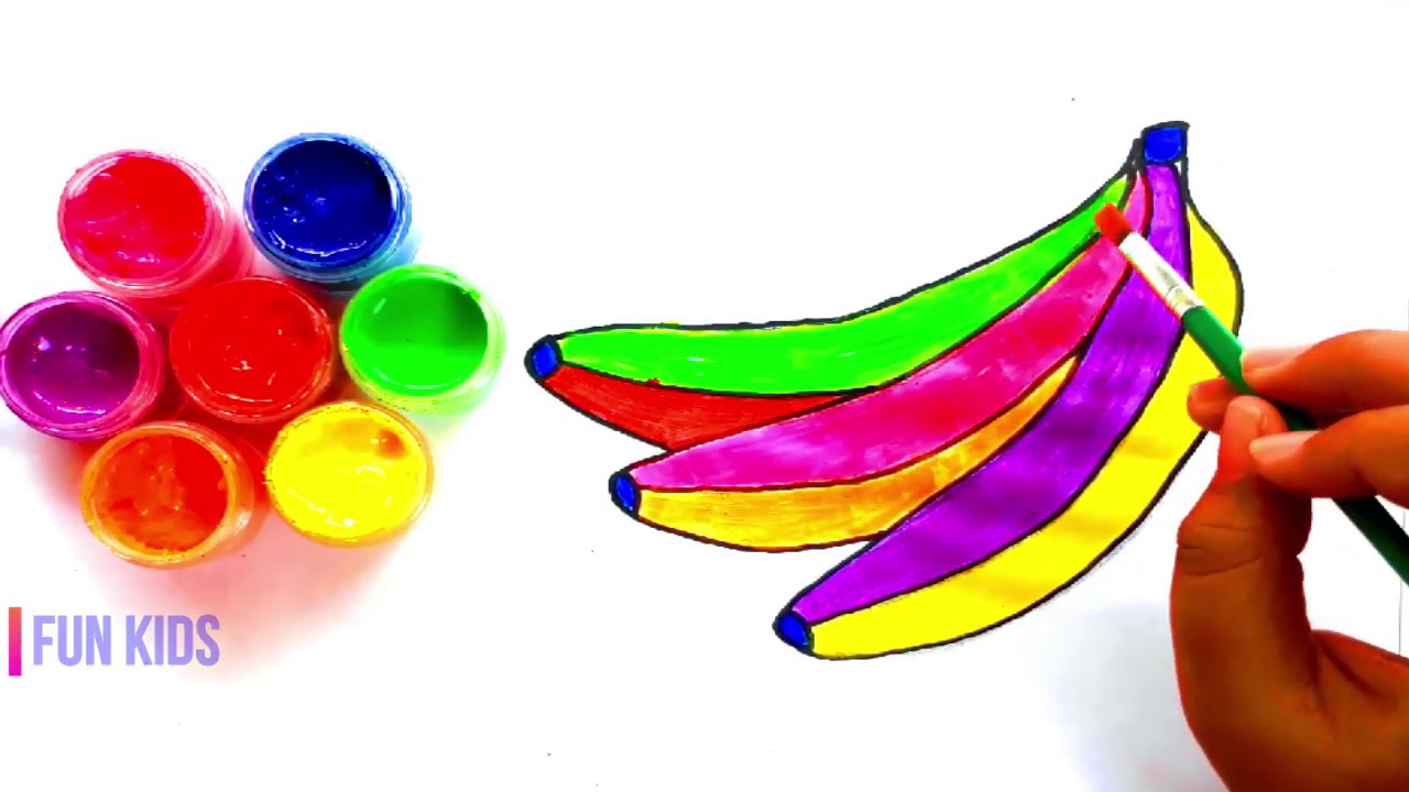 🔴 Glitter Craft Rainbow Bananas coloring and drawing Learn Colors ...