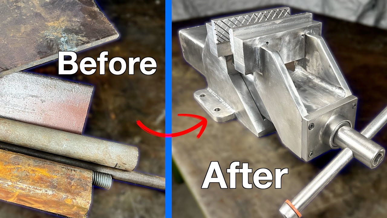 How to Build the ULTIMATE Bench Vise From Scrap || DIY Build Part 2 ...