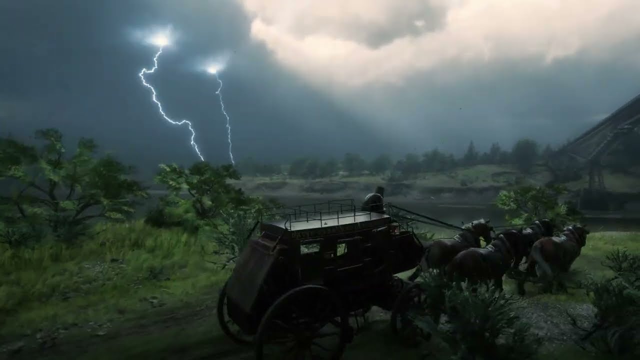 Heavy Thunderstorm Evening Ride with Arthur Morgan | RDR2 Ambience ...