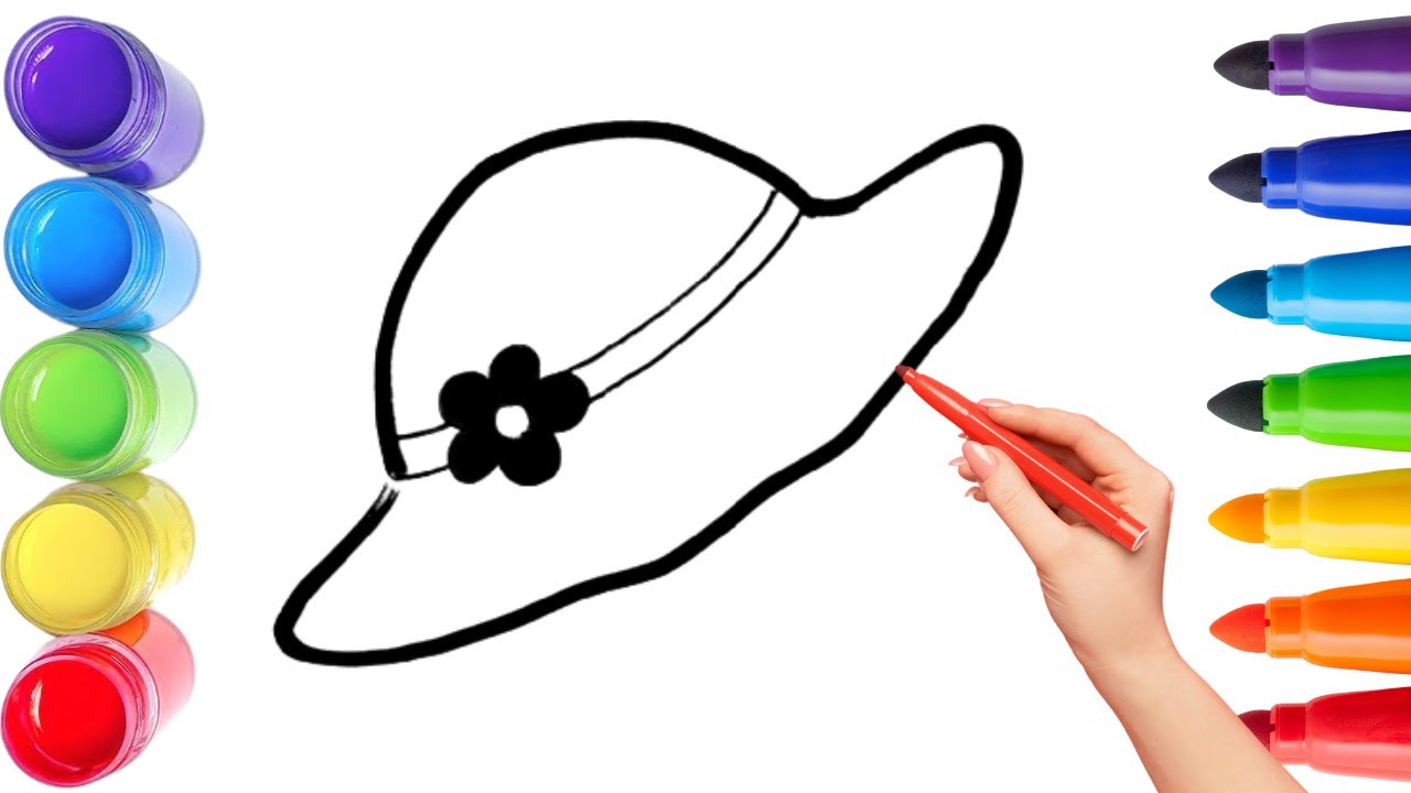 How To Draw cute hat Drawing, Painting & Coloring For Kids and Toddlers ...