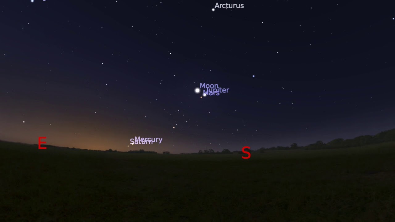 Moon-Jupiter-Mars Triangle January 11, 2018 - YouTube