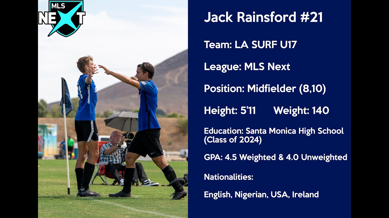 Jack Rainsford - Class of 2024 - La Surf u17 MLS Next highlights - YouTube