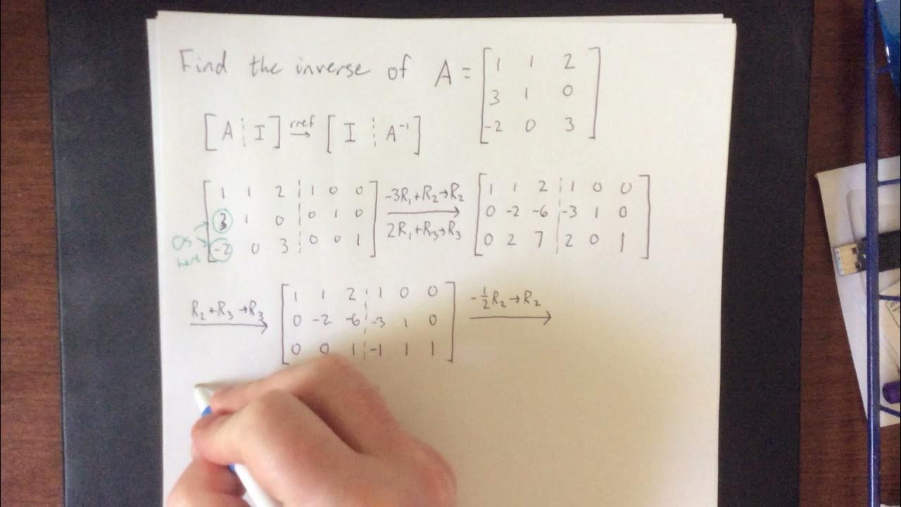 Finding the inverse of a 3x3 matrix using the Gaussian method - YouTube