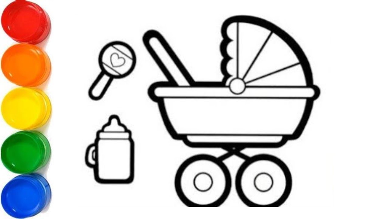 Cradle Drawing,Painting and Colouring for kids/ baby cradle easy step ...