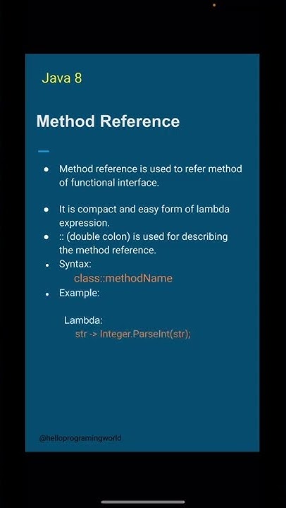 Java 8 | Method Reference 10 #java8 - YouTube