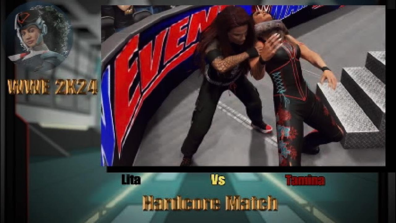 WWE 2K24 Lita Vs Tamina - Hardcore Match - YouTube