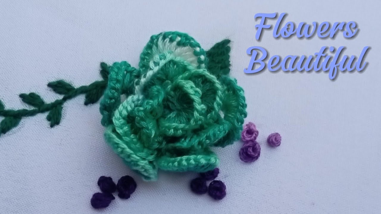 Embroidery thread | Rose with thread | how to make flower on cloth with ...