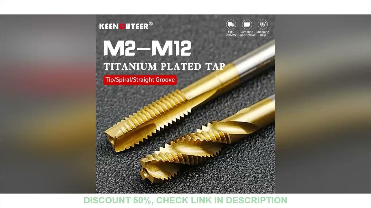 Metric Titanium Plated HSS Spiral Point Tap Spiral Flute Tap M2 M2.5 M3 M4 M5 M6 M7 M8 M10 M12 ...